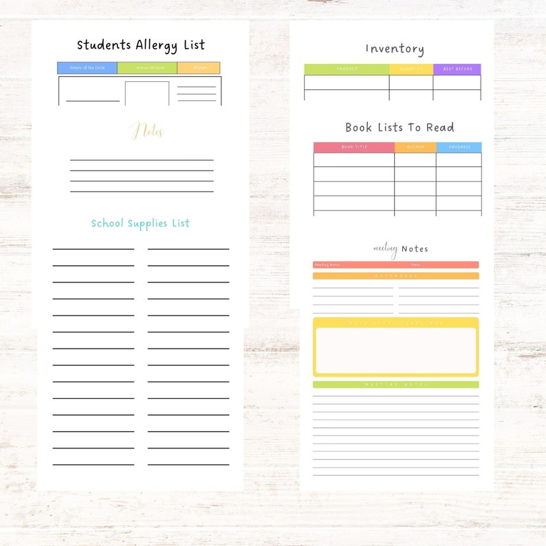 Digital & Printable Teacher Planner-rainbow Teacher Planner-rainbow ...