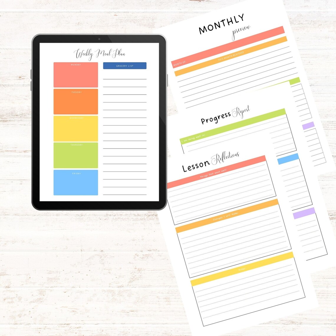 Digital & Printable Teacher Planner-rainbow Teacher Planner-rainbow ...