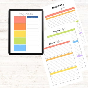 Digital & Printable Teacher Planner-rainbow Teacher Planner-rainbow ...