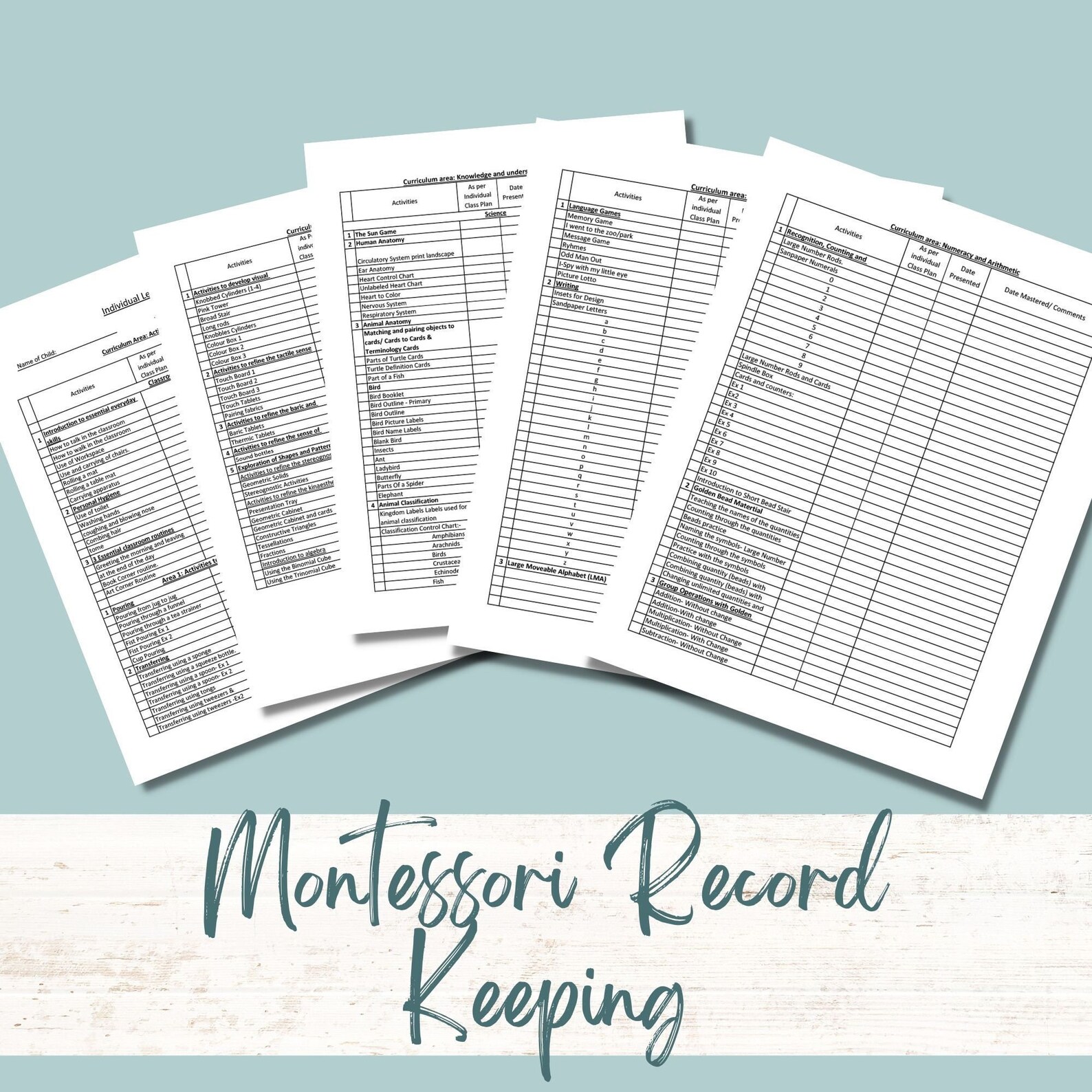 Montessori Record Keeping for Classroom or Homeschool Settings ...