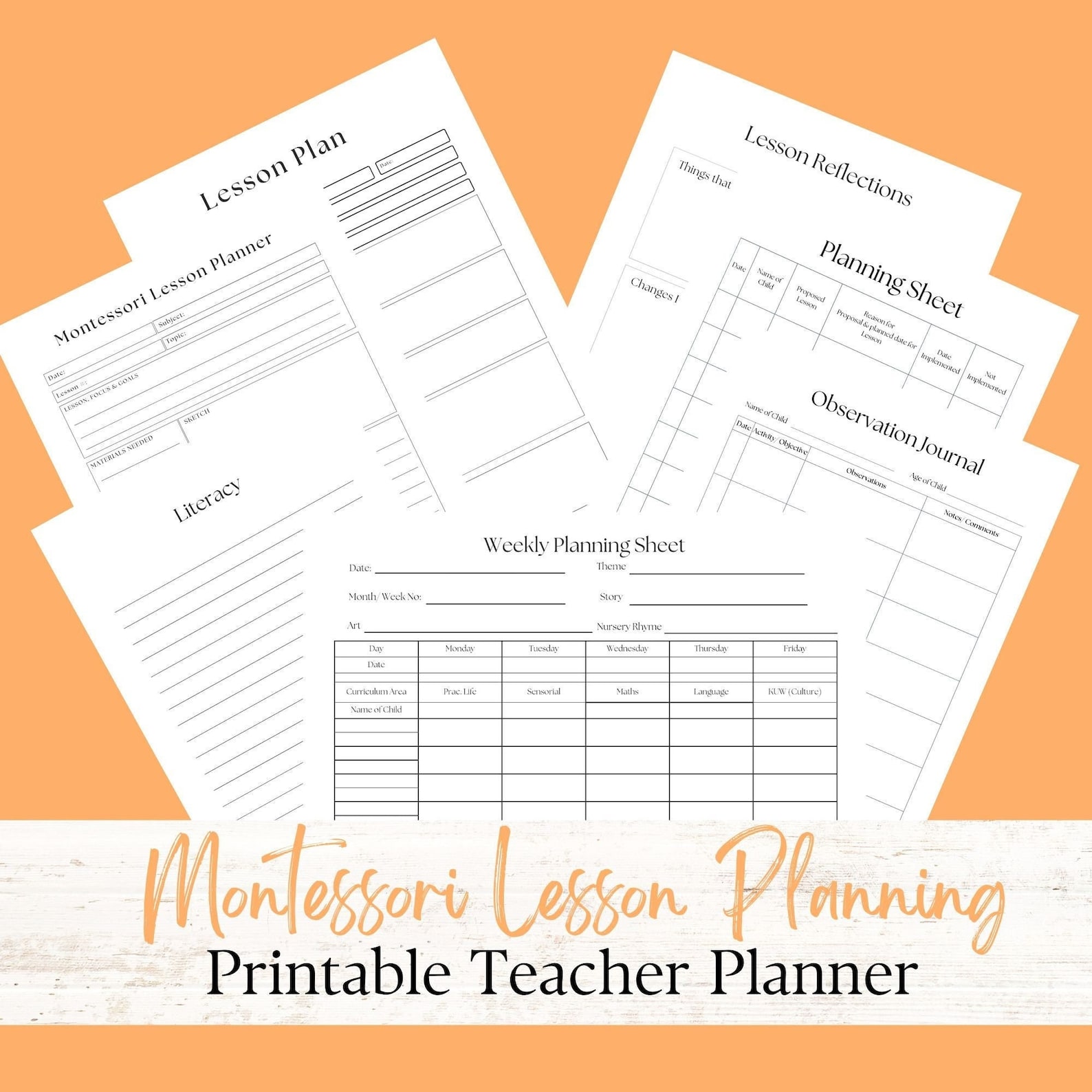 Montessori Lesson Planning Bundle-montessori Materials-observational ...