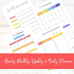 Digital & Printable Teacher Planner-rainbow Teacher Planner-rainbow ...