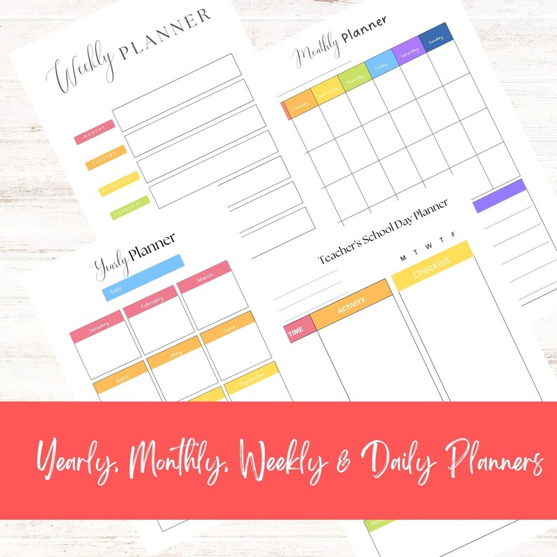 Digital & Printable Teacher Planner-rainbow Teacher Planner-rainbow ...
