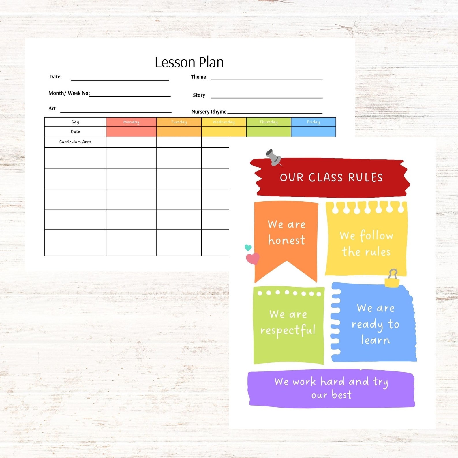 Digital & Printable Teacher Planner-rainbow Teacher Planner-rainbow ...