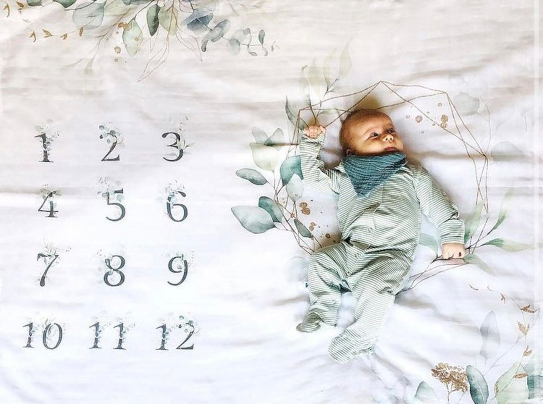 Eucalyptus Milestone Blanket/muslin Swaddle/muslin Blanket/cotton Gauze ...