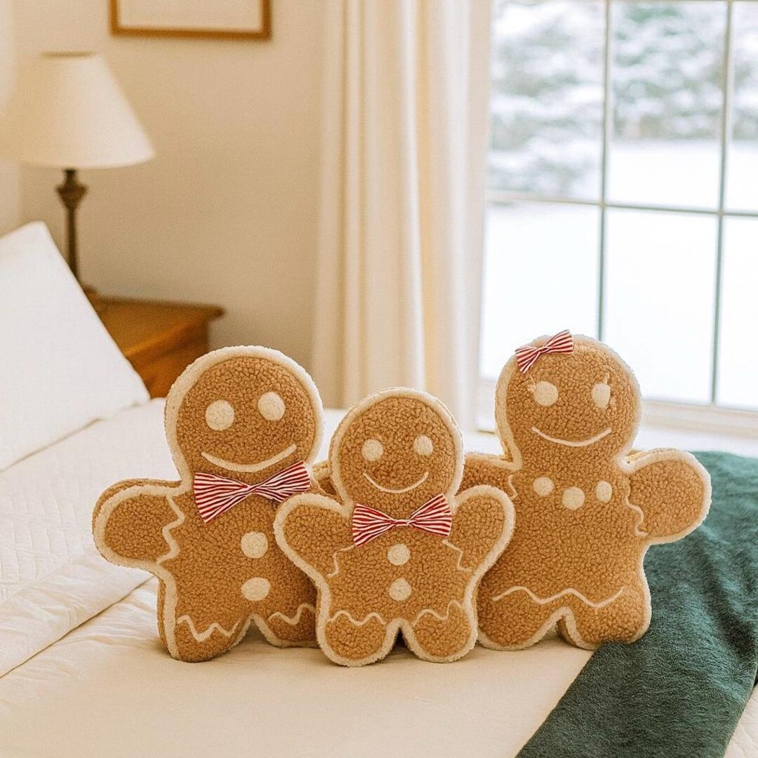 Handmade Gingerbread Family Plush Pillow Set, Christmas Decor - Etsy