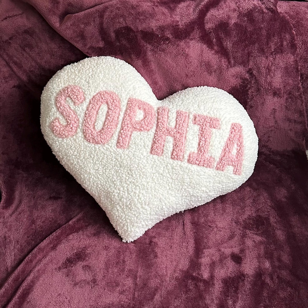Custom Heart Pillow With Name, Personalized Plush Heart Pillow, Kids ...