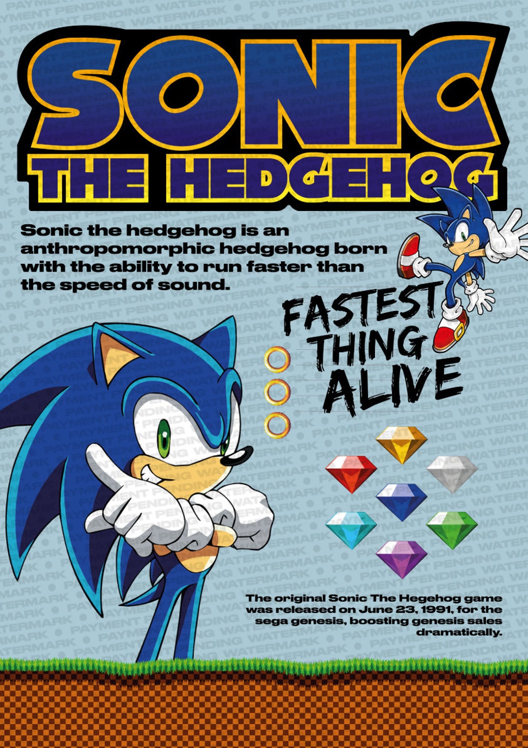 Sonic the Hedgehog Poster digital Download - Etsy