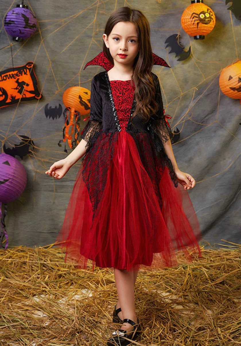 Girls Vampire Costume Girl Vampire Halloween Costume Girls - Etsy