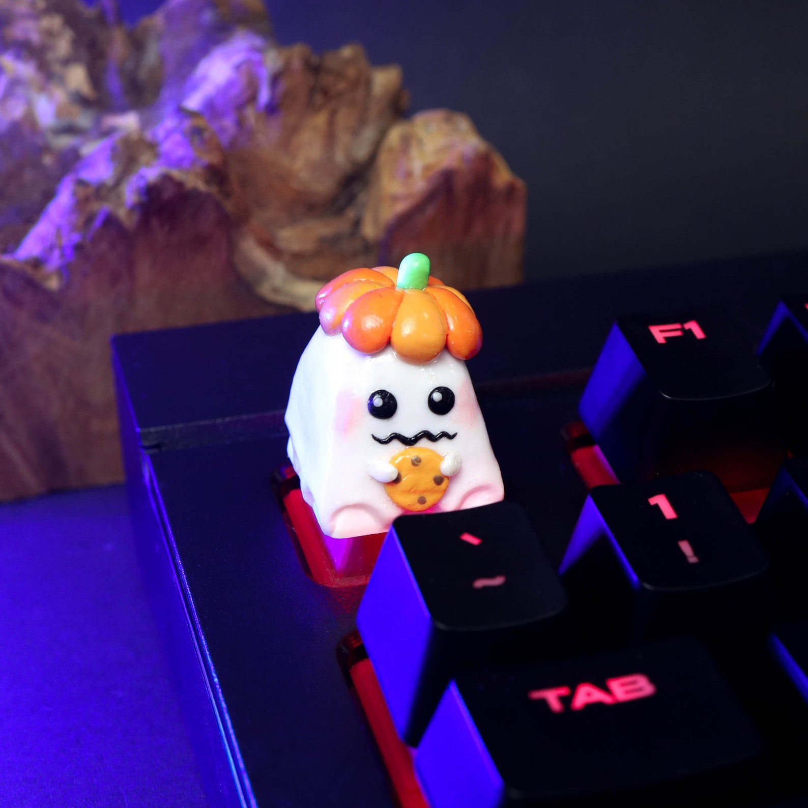 Cute Ghost Keycaps Pumpkin Ghost Clay Keycap Halloween - Etsy
