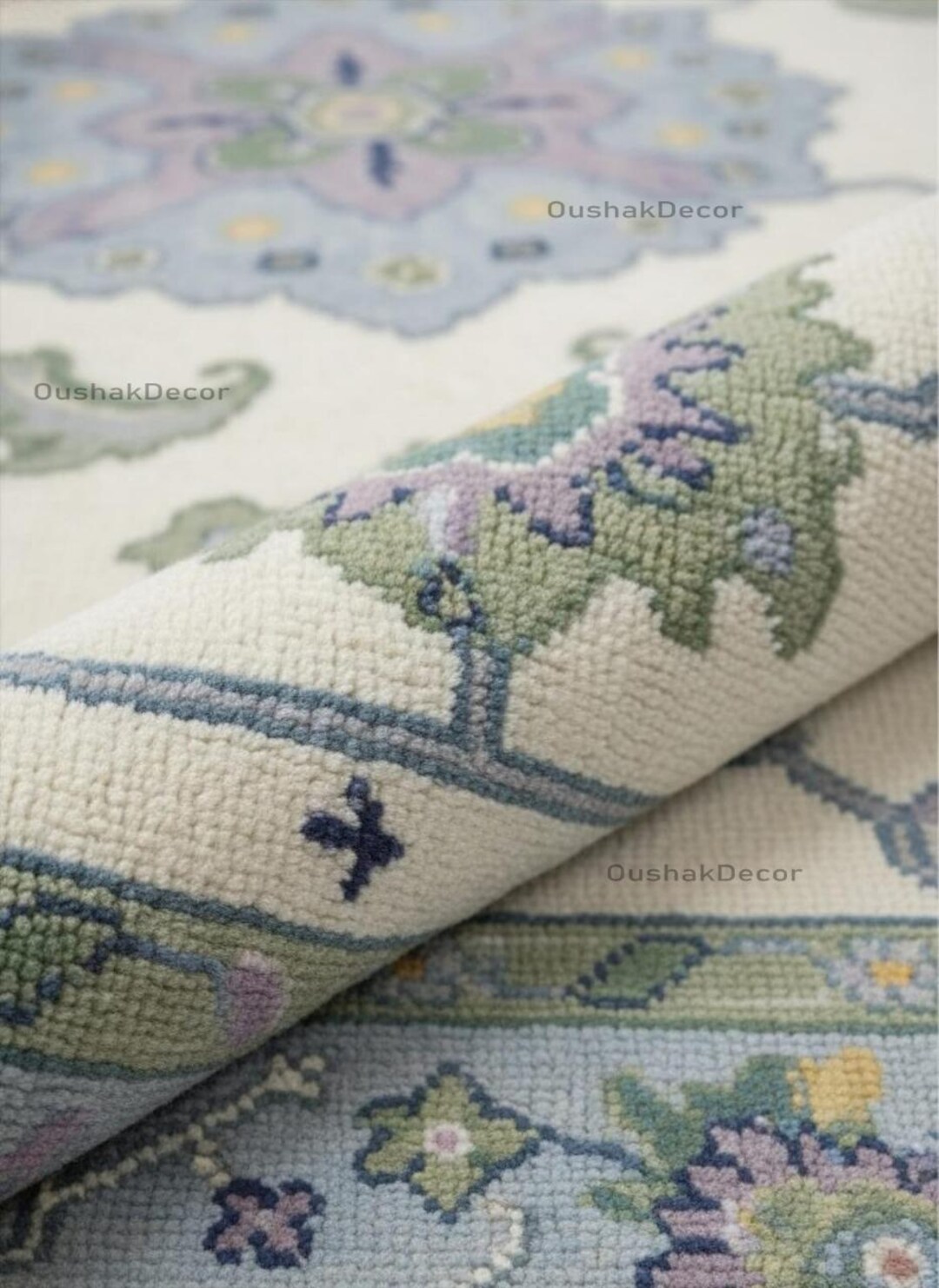 Hand-knotted Pastel Oushak Wool Area Rug, French Country - Etsy
