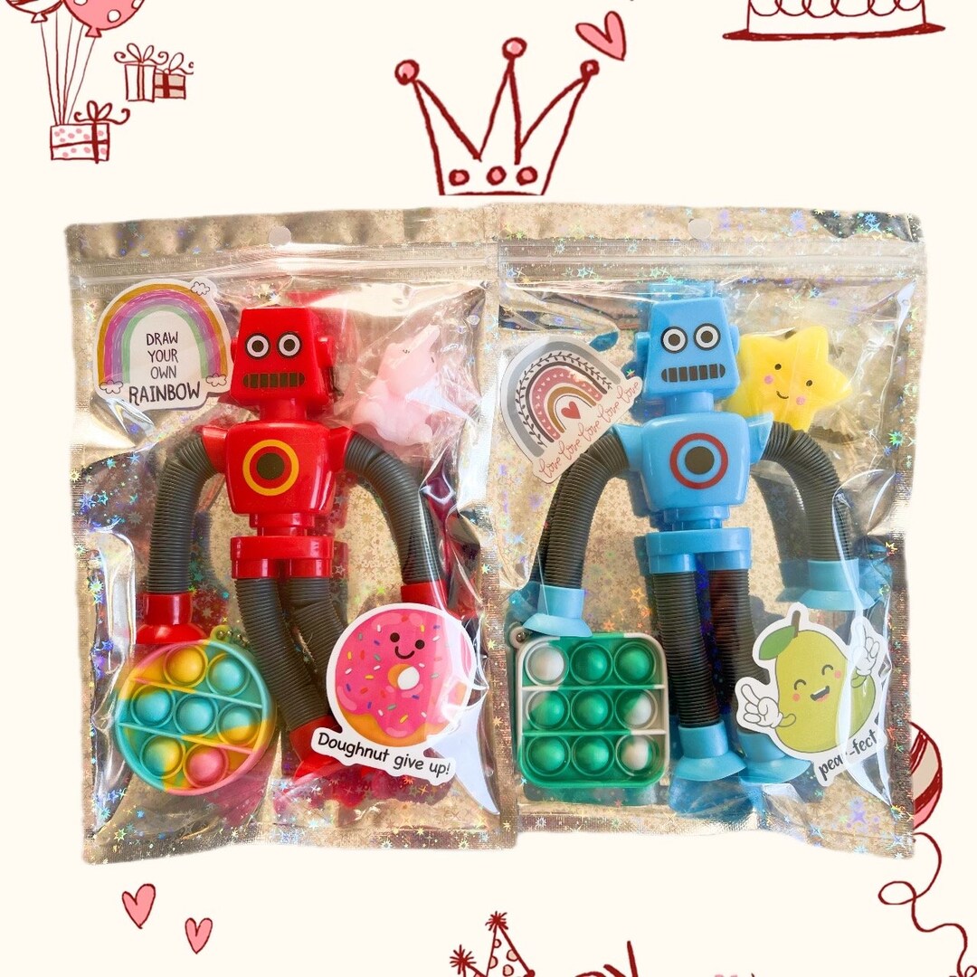 Robot Tubes Squishy Pop It Fidget Toy for Boys Girls Kids, Stress ...