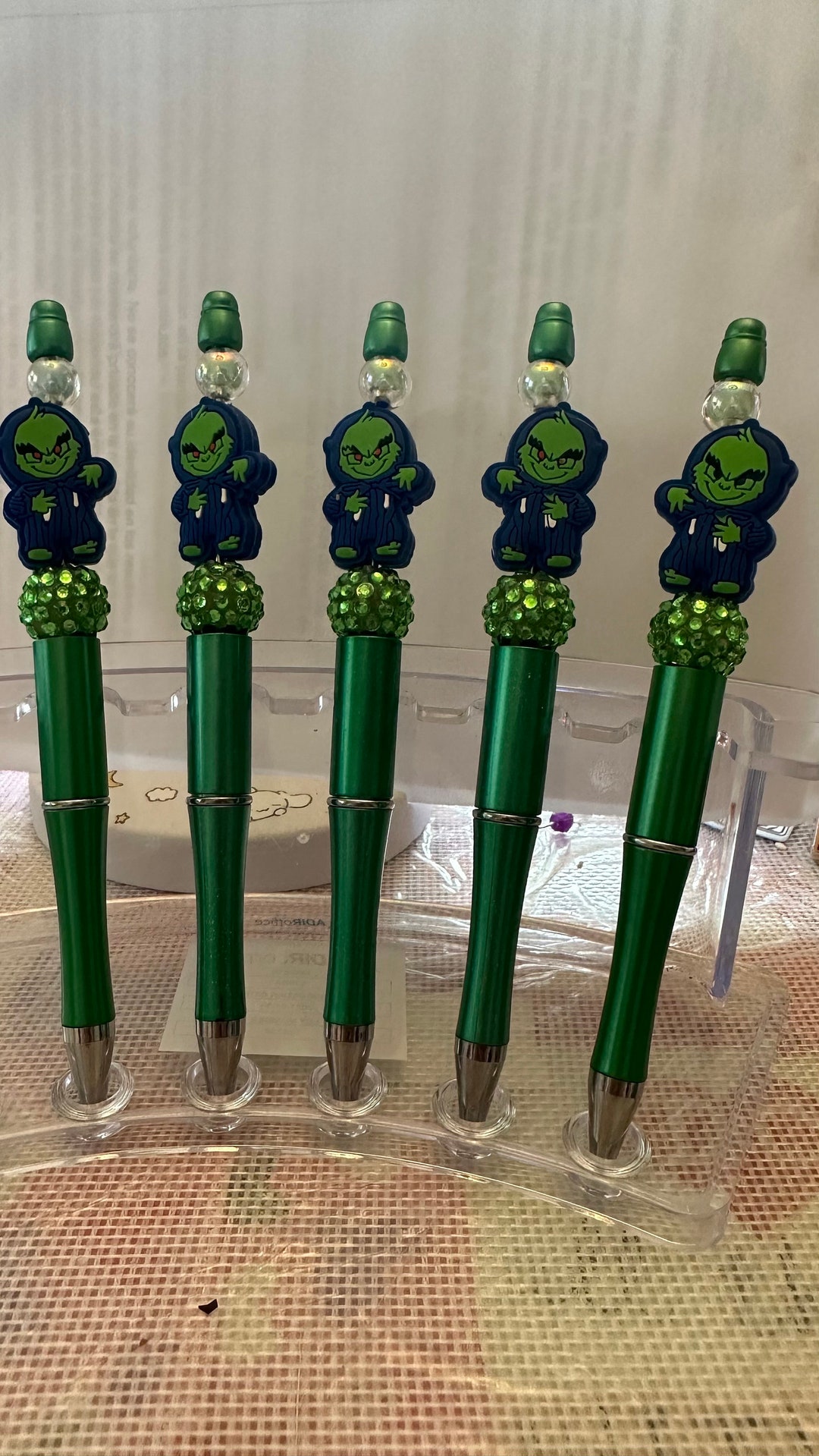 Grinch Face Beaded Pen, Secret Santa Funny Pens, Journal Pens. - Etsy
