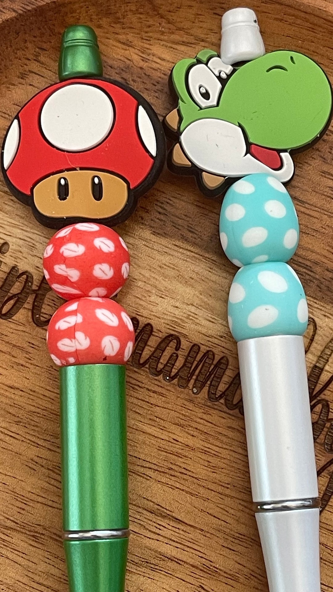 Mario's Mushroom or Yoshi Beaded Pen, Funny Pens, Journal Pens, Kid ...