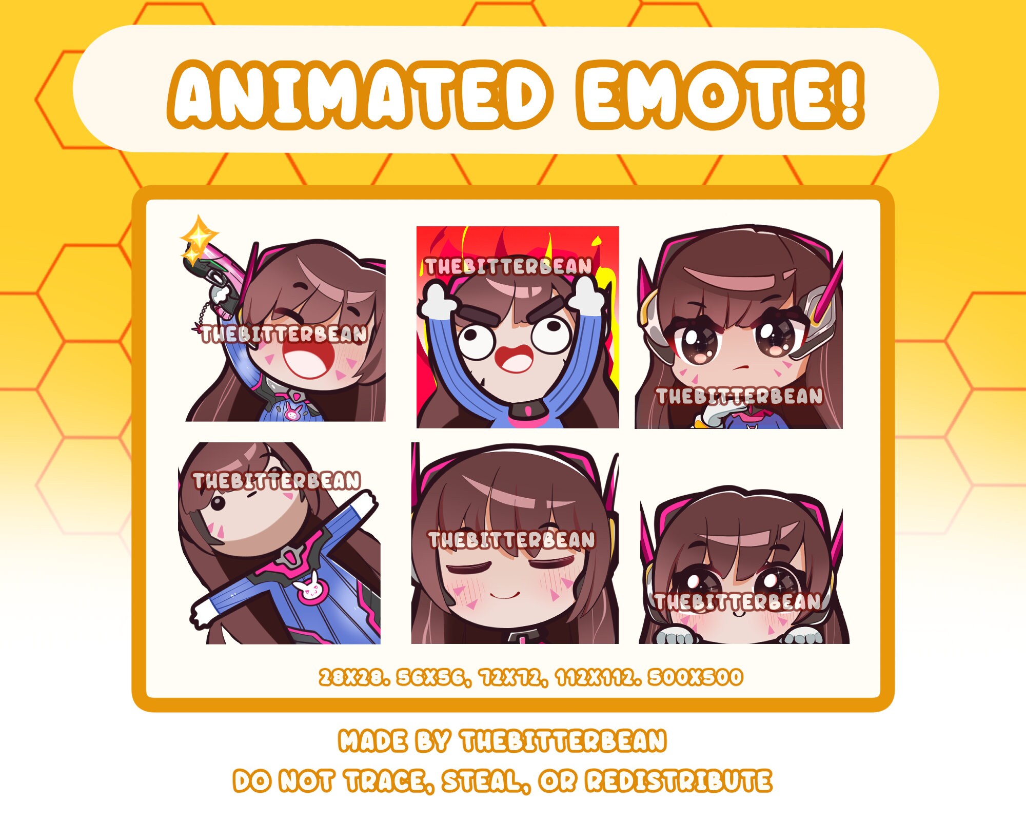 DVA OW Animated Twitch Emotes | Gun Emote | Game Emote | Peek Emote ...