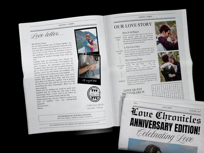 Anniversary Newspaper Template, Customizable Canva Gift (digital ...