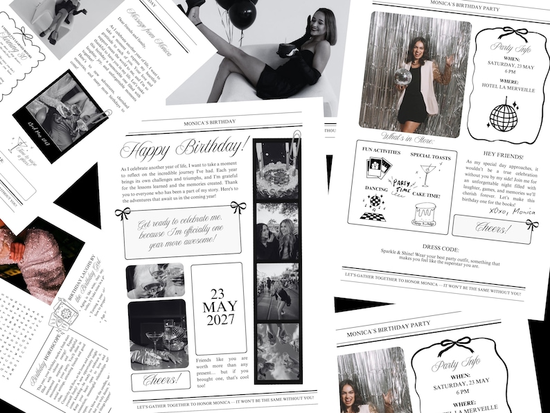 Customizable Birthday Newspaper Template, Printable Canva Design ...