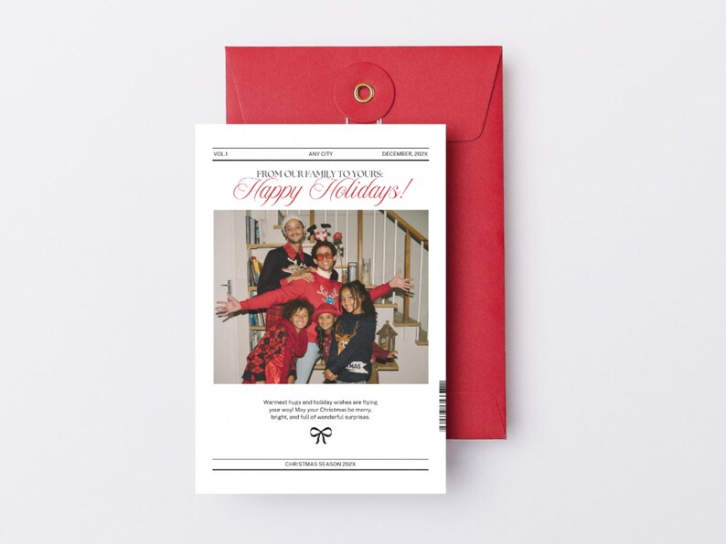 Personalized Christmas Newspaper Card Template Customizable Holiday ...