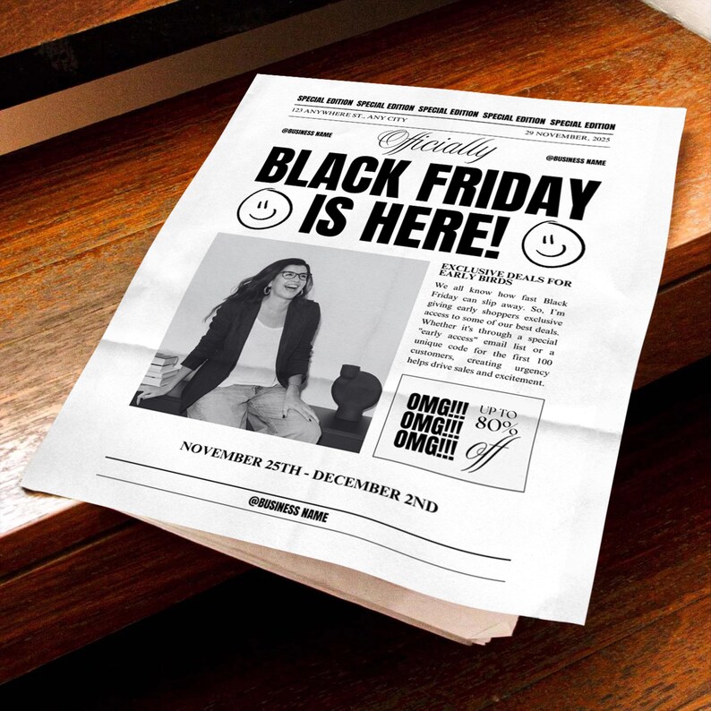 Black Friday Newspaper Canva Template, Customizable Business Branding ...
