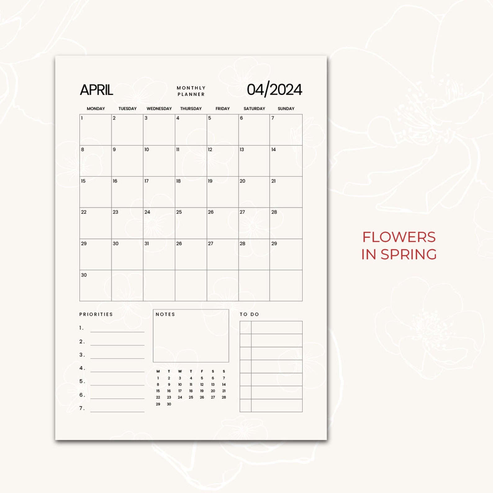 Monthly Planner 2024 Printable and Digital Version Printable Calendar ...