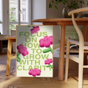 3D Floral Motivational Poster Bright Pink Flower Wall Art Modern Decor ...