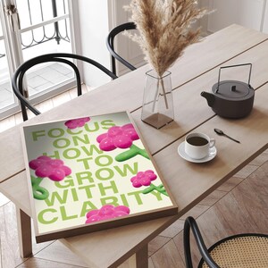 3D Floral Motivational Poster Bright Pink Flower Wall Art Modern Decor ...