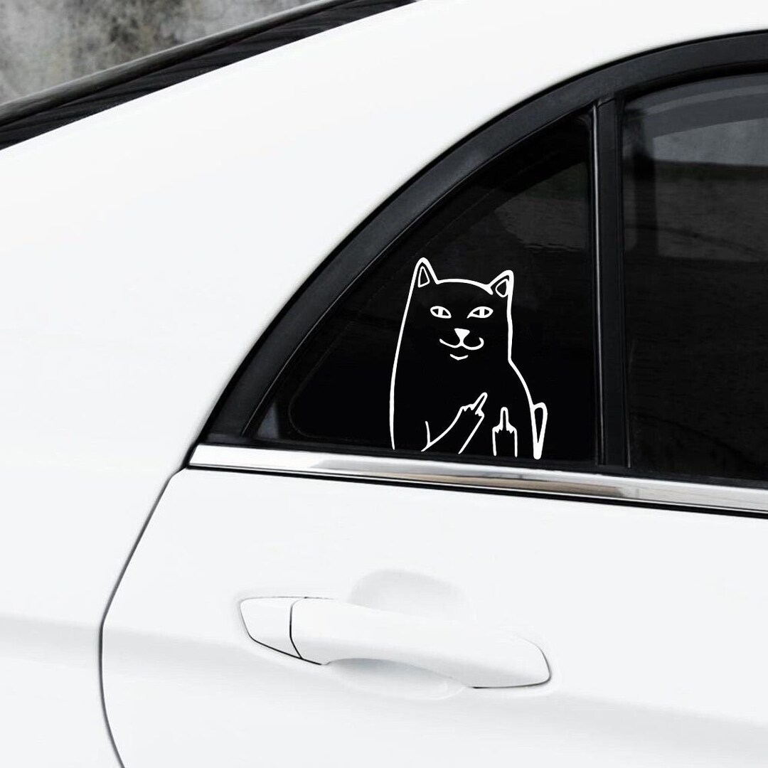 CAT Middle Finger, FUNNY, Decal Sticker, Vinyl Sticker, Car Window, Car ...