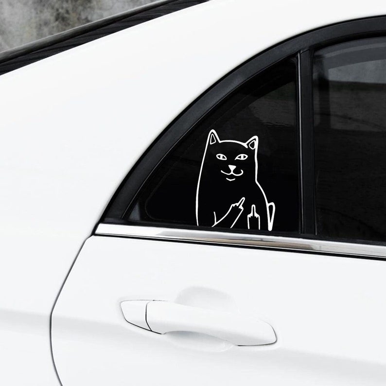 CAT Middle Finger, FUNNY, Decal Sticker, Vinyl Sticker, Car Window, Car ...