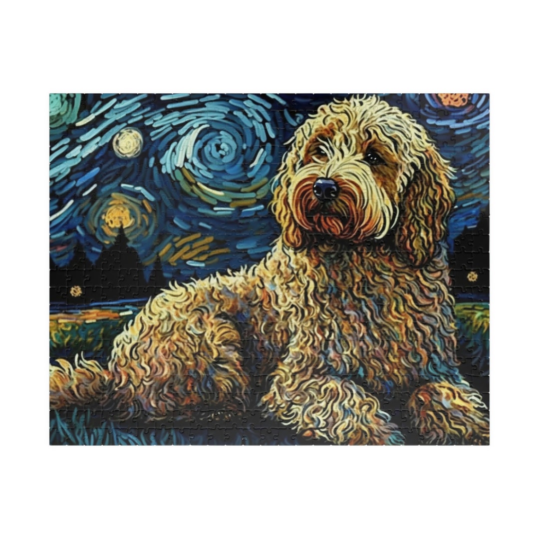 Golden Doodle Starry Night Puzzle, Van Gogh Style - Etsy