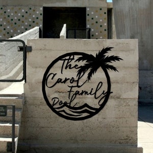 Personalized Pool House Metal Sign: Custom Family Name Palm Decor - Etsy