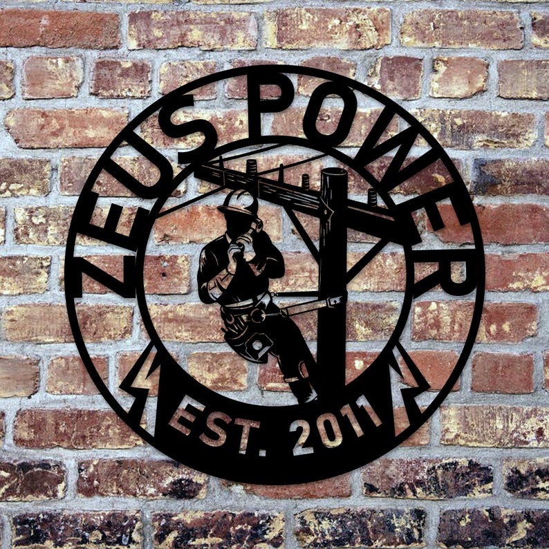Custom Lineman Metal Wall Sign: Personalized Business Decor - Etsy