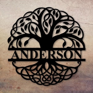 Custom Tree of Life Name Sign, Personalized Monogram Name Sign, Unique ...