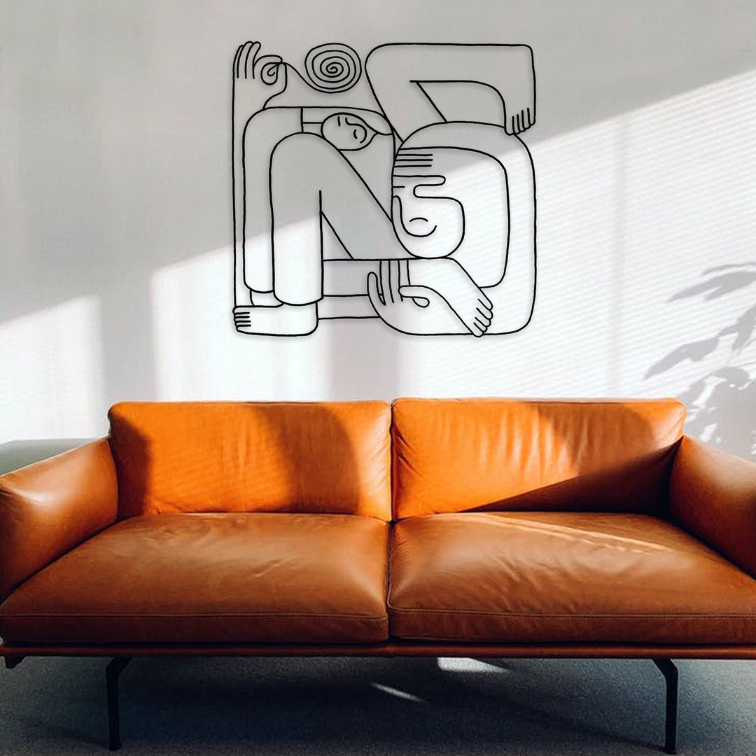Abstract Faces Metal Line Wall Art: Modern Home Decor - Etsy