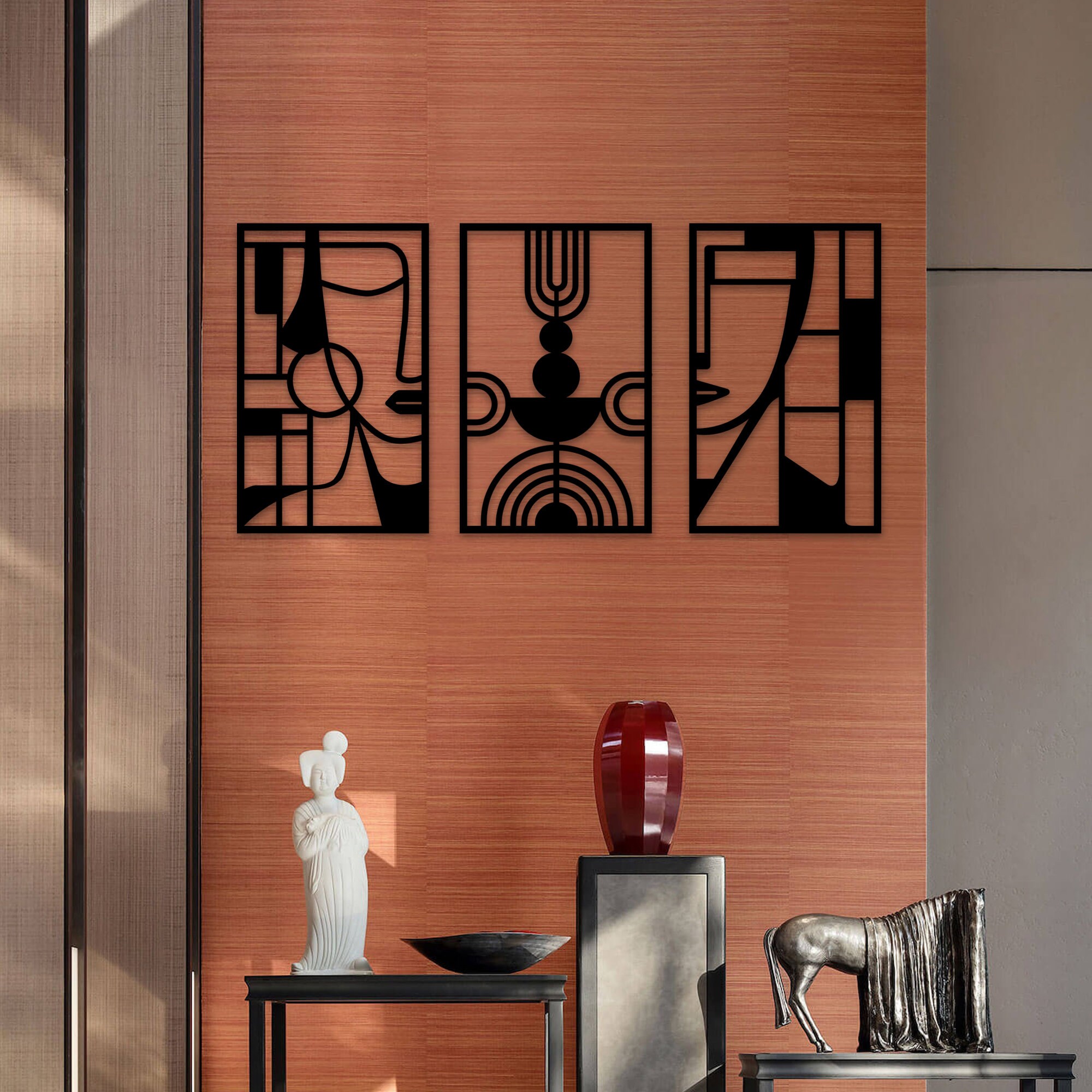 Metal Abstract Wall Art 3 Panel Metal Wall Art Unique - Etsy