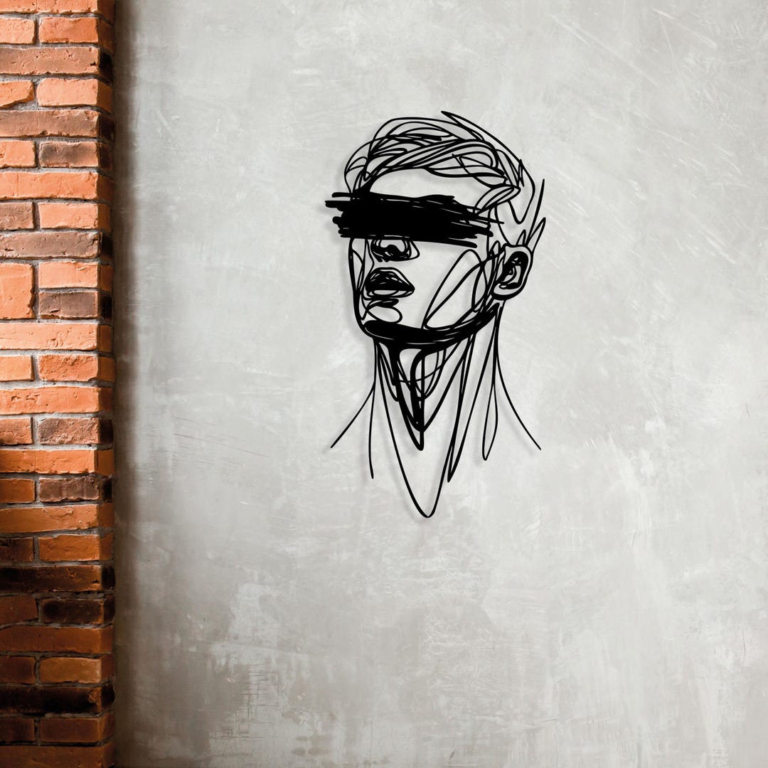 Minimalist Metal Face Line Art: Modern Wall Decor - Etsy