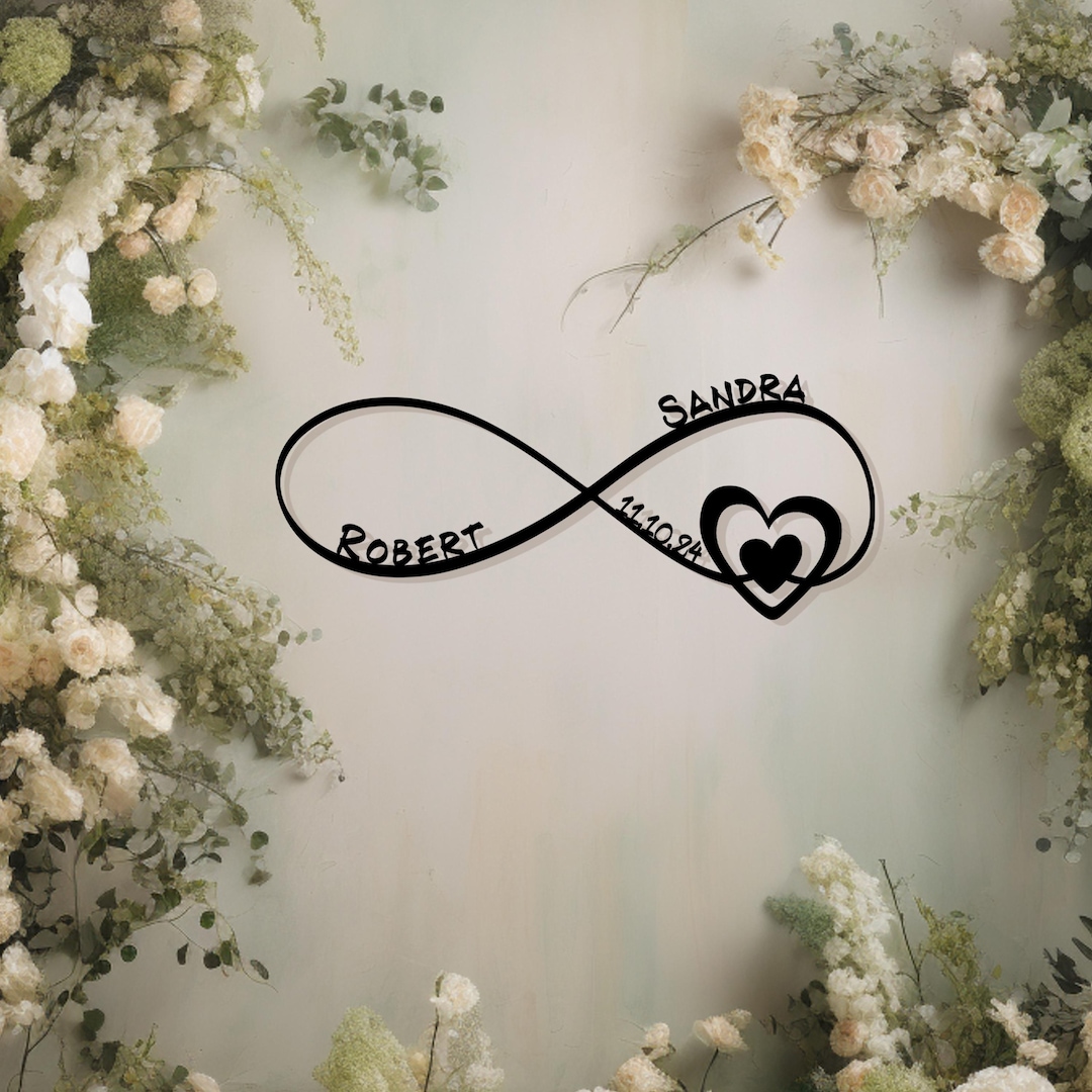 Custom Infinity Heart Metal Wall Art: Personalized Wedding Anniversary ...