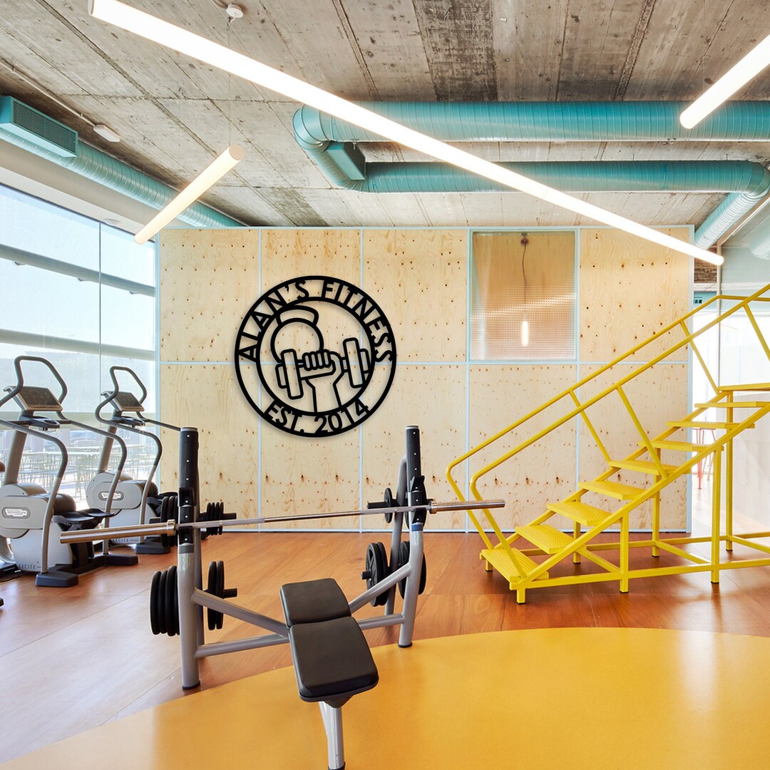 Personalized Metal Gym Sign, Custom Metal Fitness Center Name Sign, Gym ...