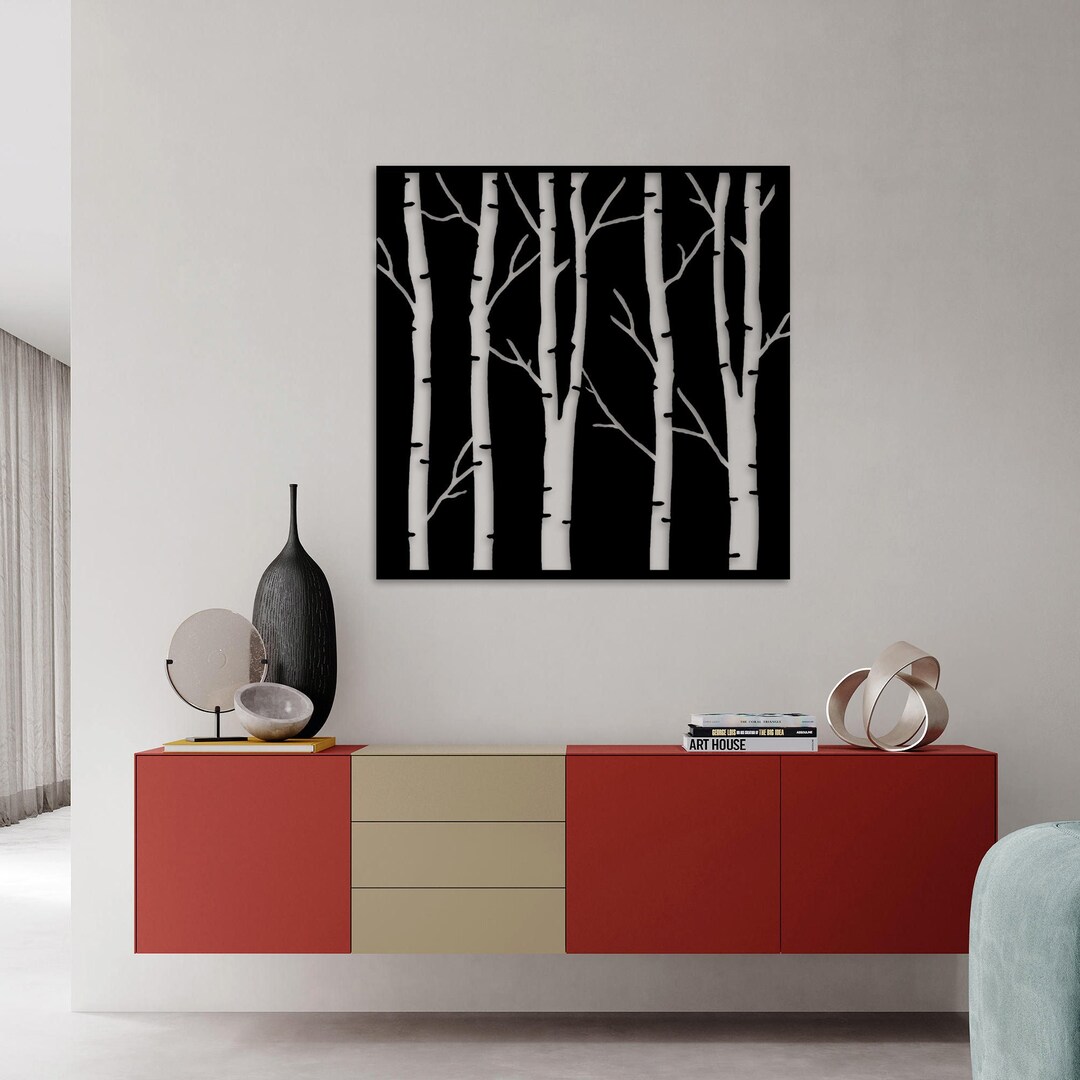 Metal Tree Branch Wall Decoration, Unique Metal Tree Wall Art, Modern ...