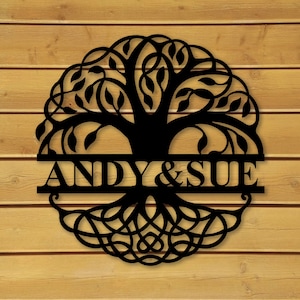 Custom Tree of Life Name Sign, Personalized Monogram Name Sign, Unique ...