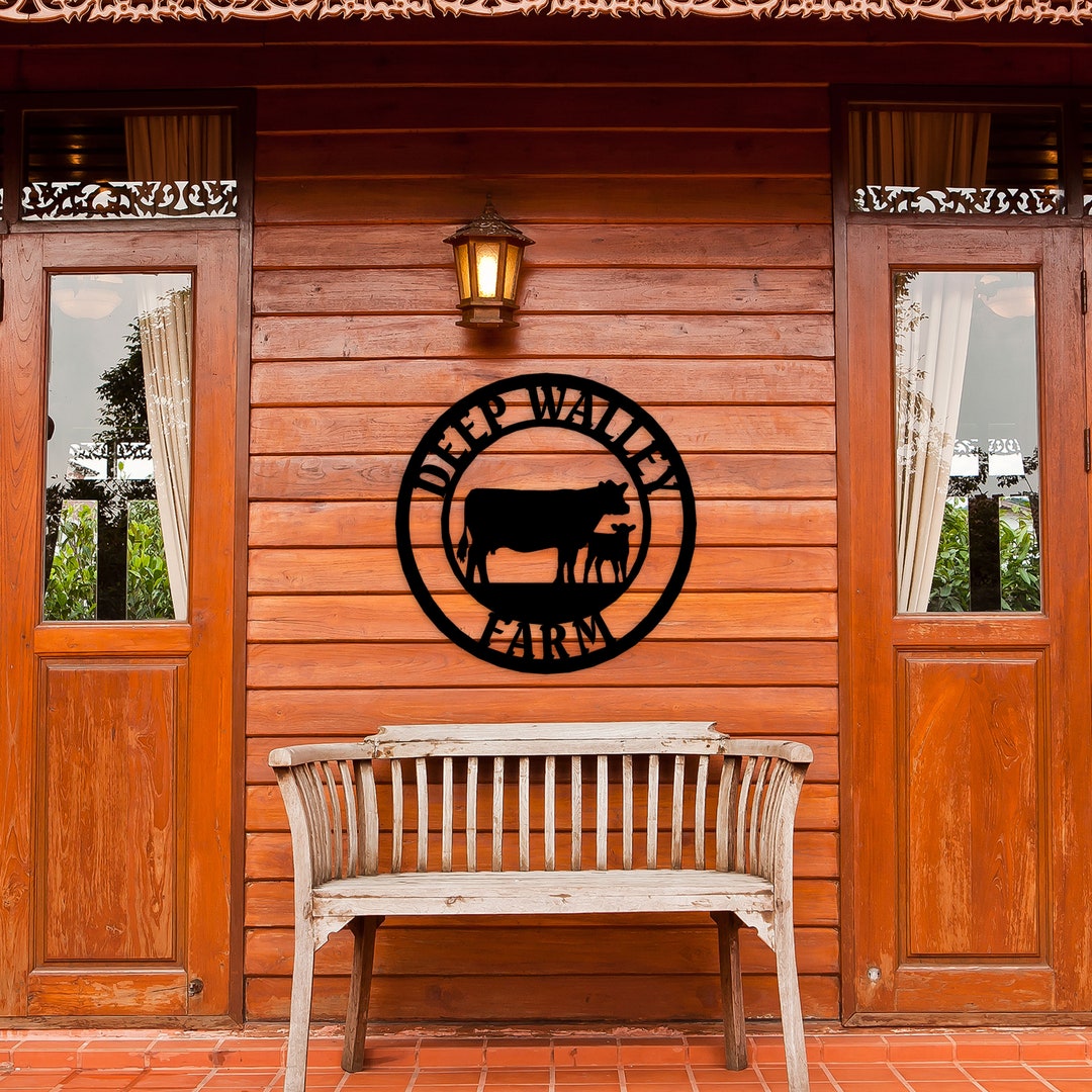Personalized Cow Ranch Metal Sign - Farmhouse Name Wall Art - Etsy
