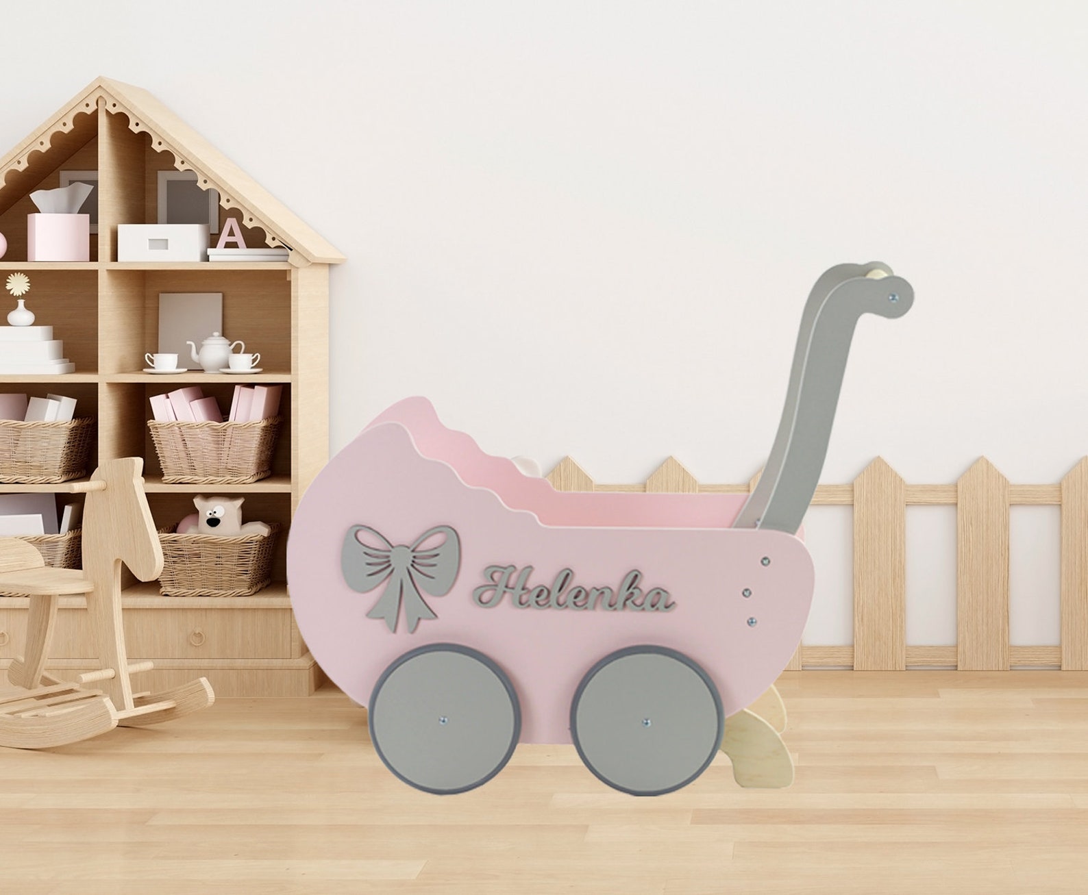 Wooden Doll Stroller, 1th Birthday Gift, 1 Year Old Baby, Toddler ...