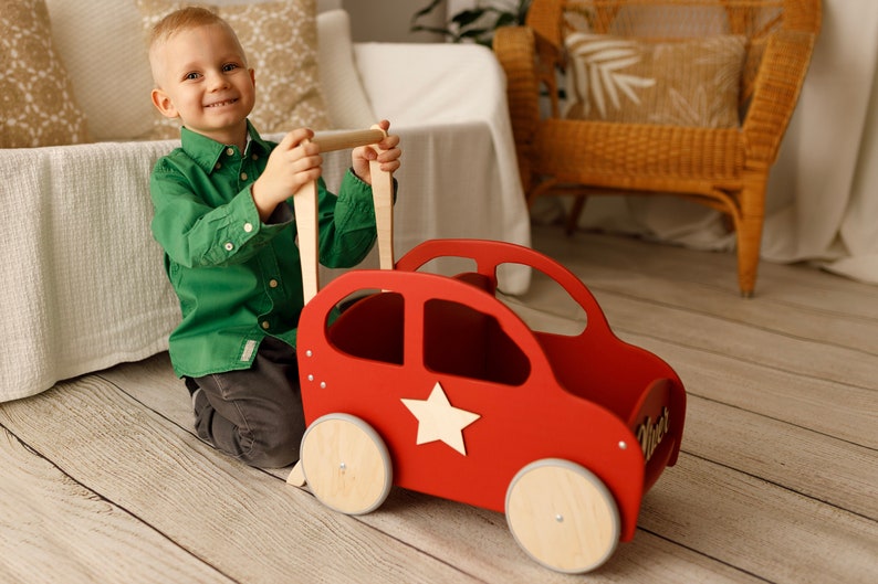 Kids Car Toy, Wooden Pusher, 1st Birthday Gift, Personalized Toddler ...