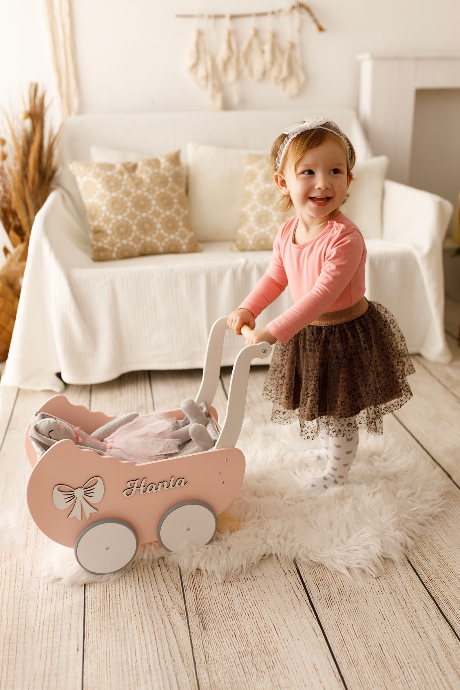 MONTESSORI Wooden Doll Stroller, 1th Birthday Gift, 1 Year Old Baby ...