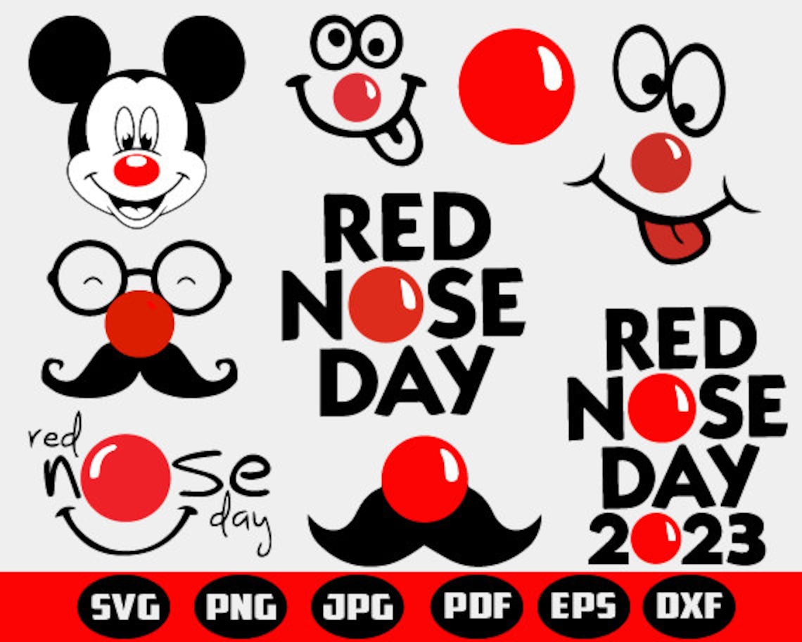 Red Nose Day ,mickeyy SVG, PNG, DXF Bundle - Cut File - Digital ...