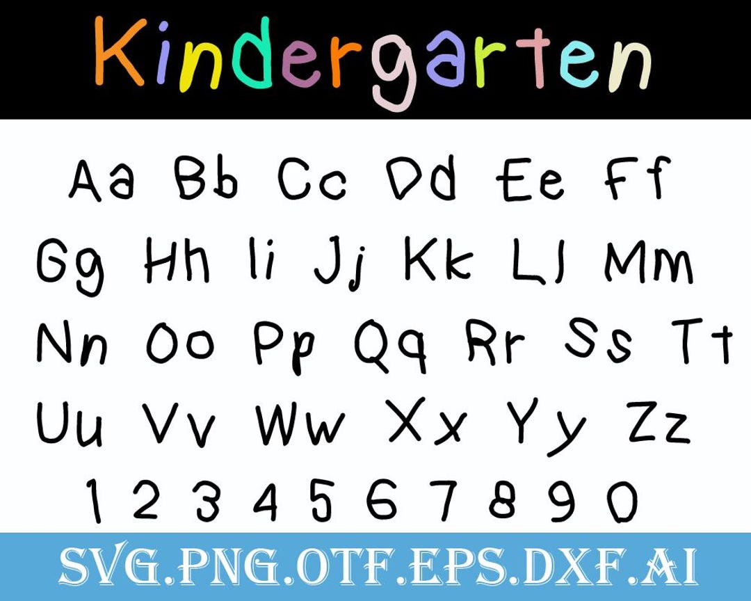 Kindergarten Font Svg + OTF, Preschool Font ,baby Font Svg, Kids Font ...