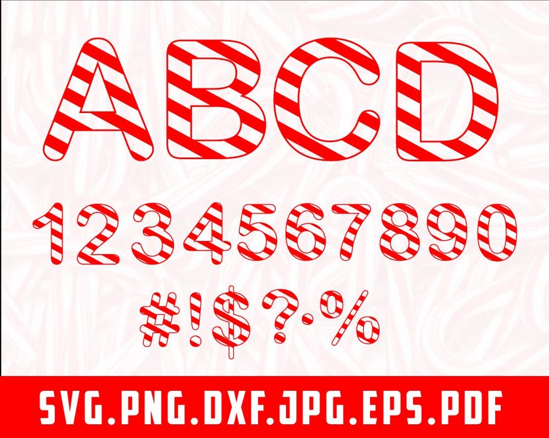 Candy Cane Font, Candy Cane Font Svg Cricut, Candy Font Svg, Candy ...