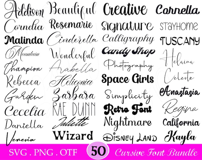 The Ultimate 50 Fonts - Font Bundle, Cricut, Canva Font, Script Font ...
