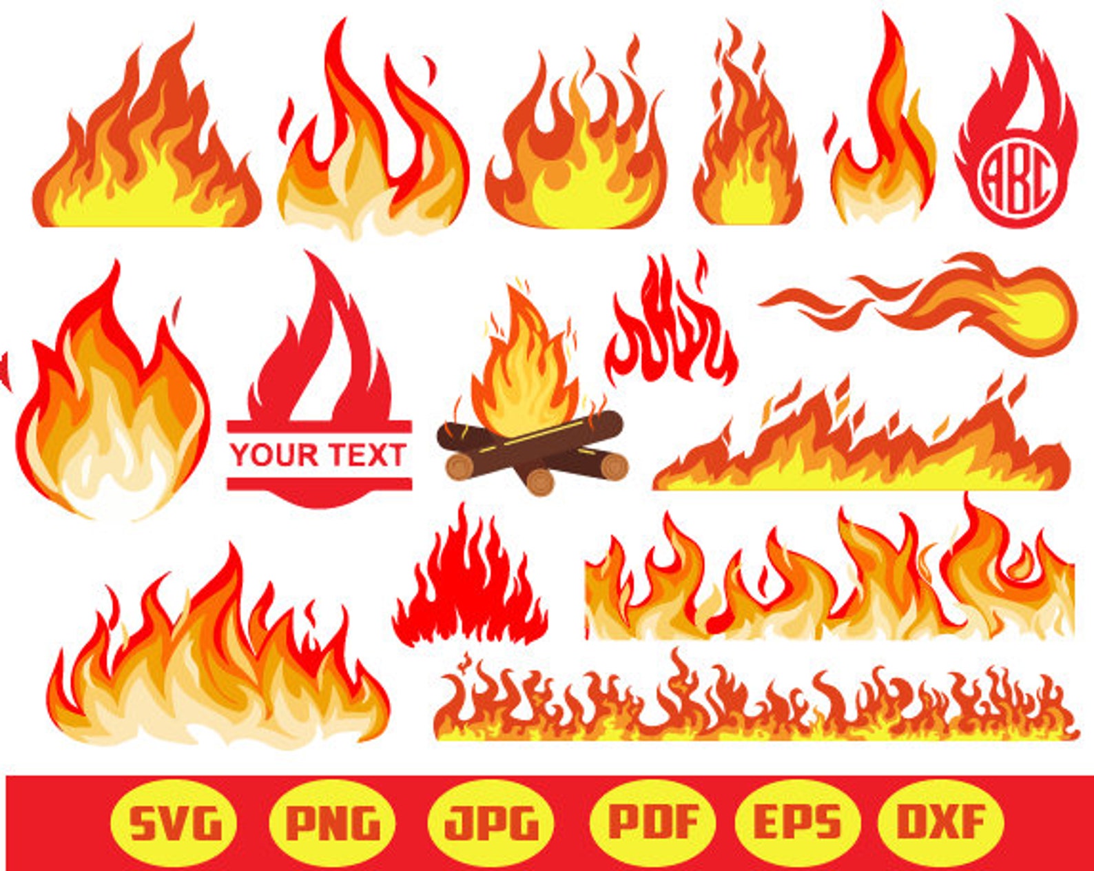 Fire SVG Bundle, Fire Clipart, Fire Svg Files, Fire Flames Svg, Flames ...