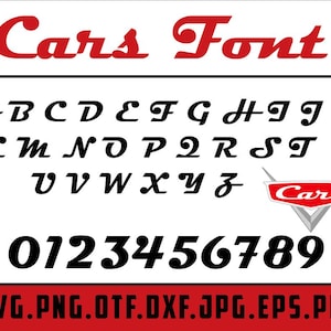 Fuente de coches Letras imprimibles Clipart svg png dxf jpg pdf eps otf ...
