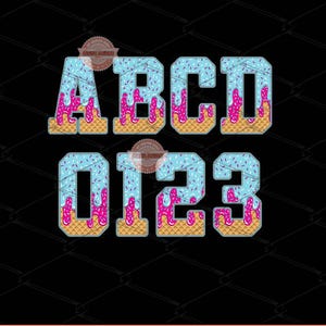 Drippy Ice Cream Alphabet PNG: Pink & Blue Letters, Numbers Clipart ...